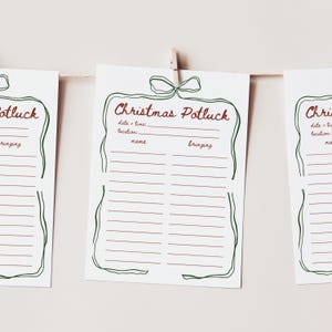 Whimsical Christmas Potluck Sign up Sheet, Vintage Work Holiday Potluck ...