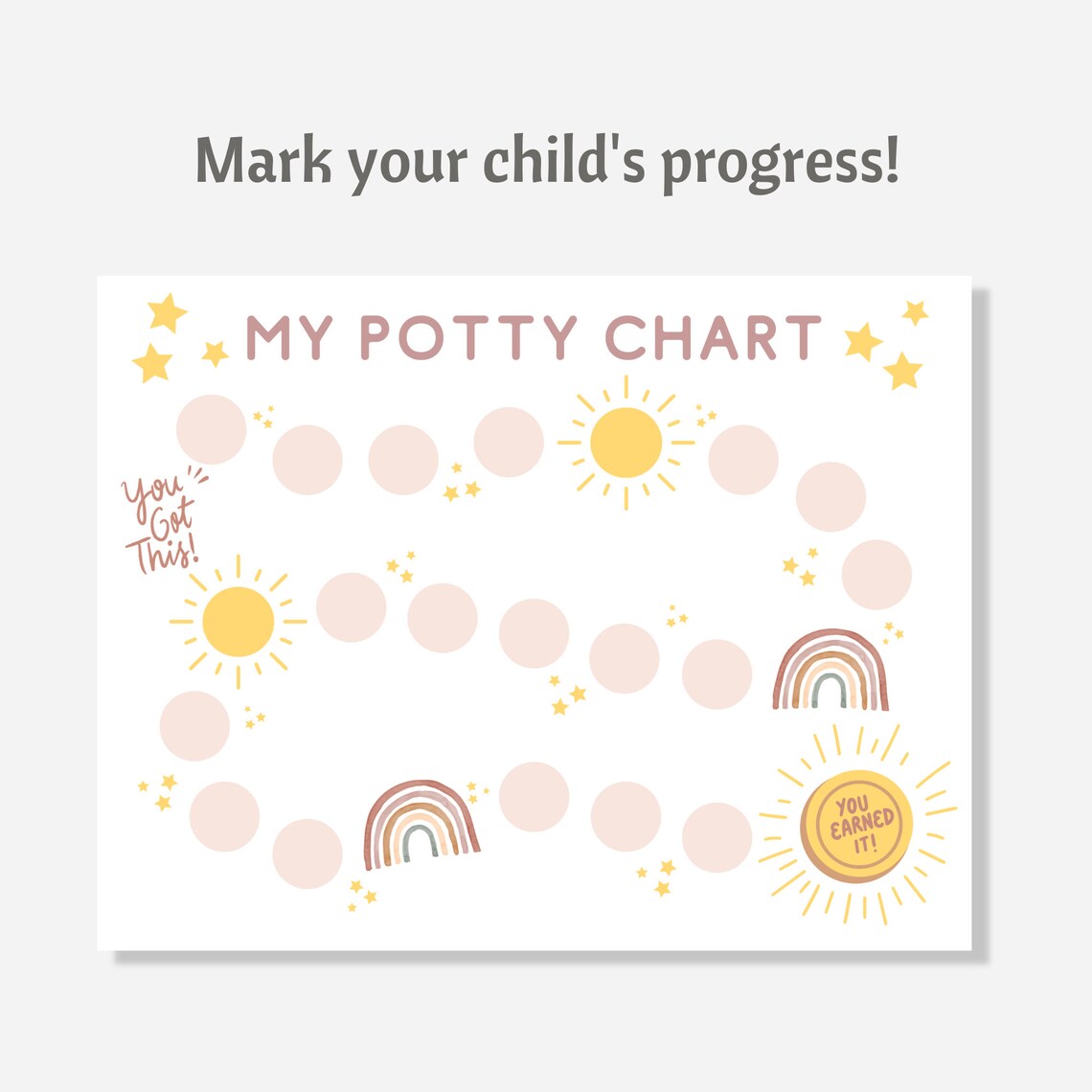 Boho Rainbow Potty Chart Potty Training Chart Sticker Potty - Etsy