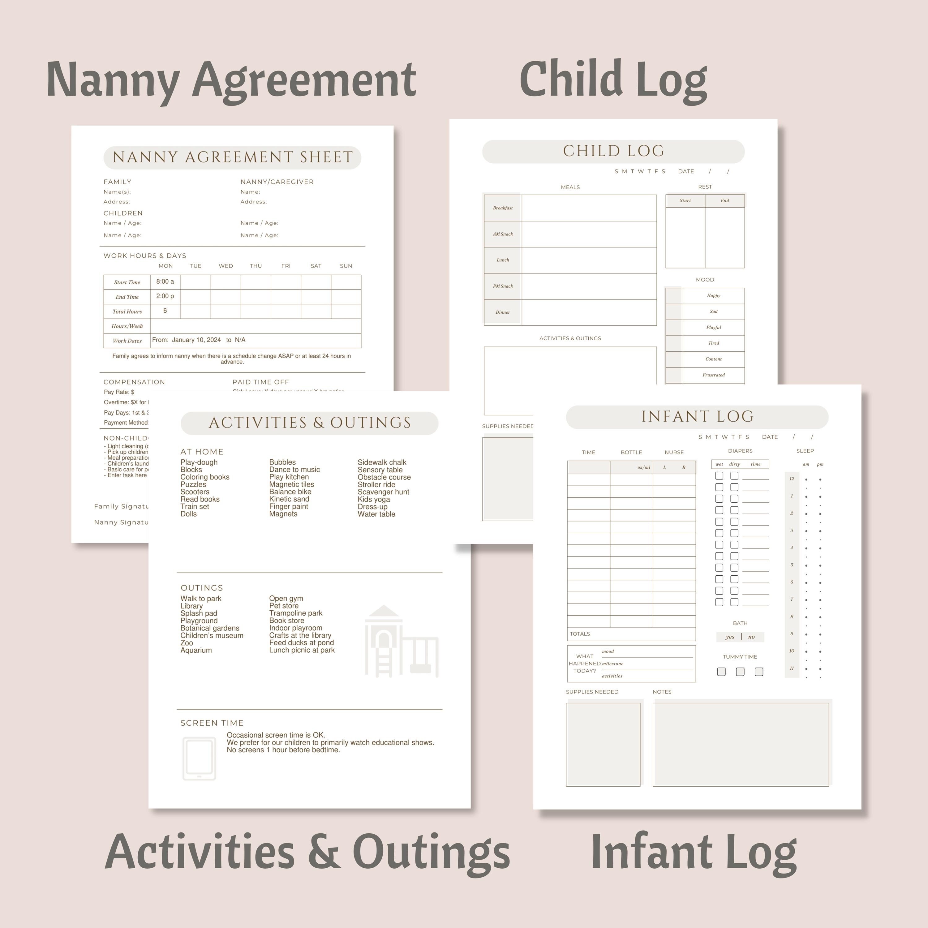 Fillable Nanny Binder PDF, Printable Nanny Planner Template, Nanny ...