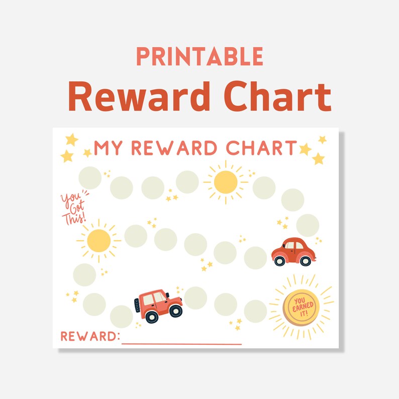 Cars Reward Chart Printable Sticker Chart Toddler Reward - Etsy