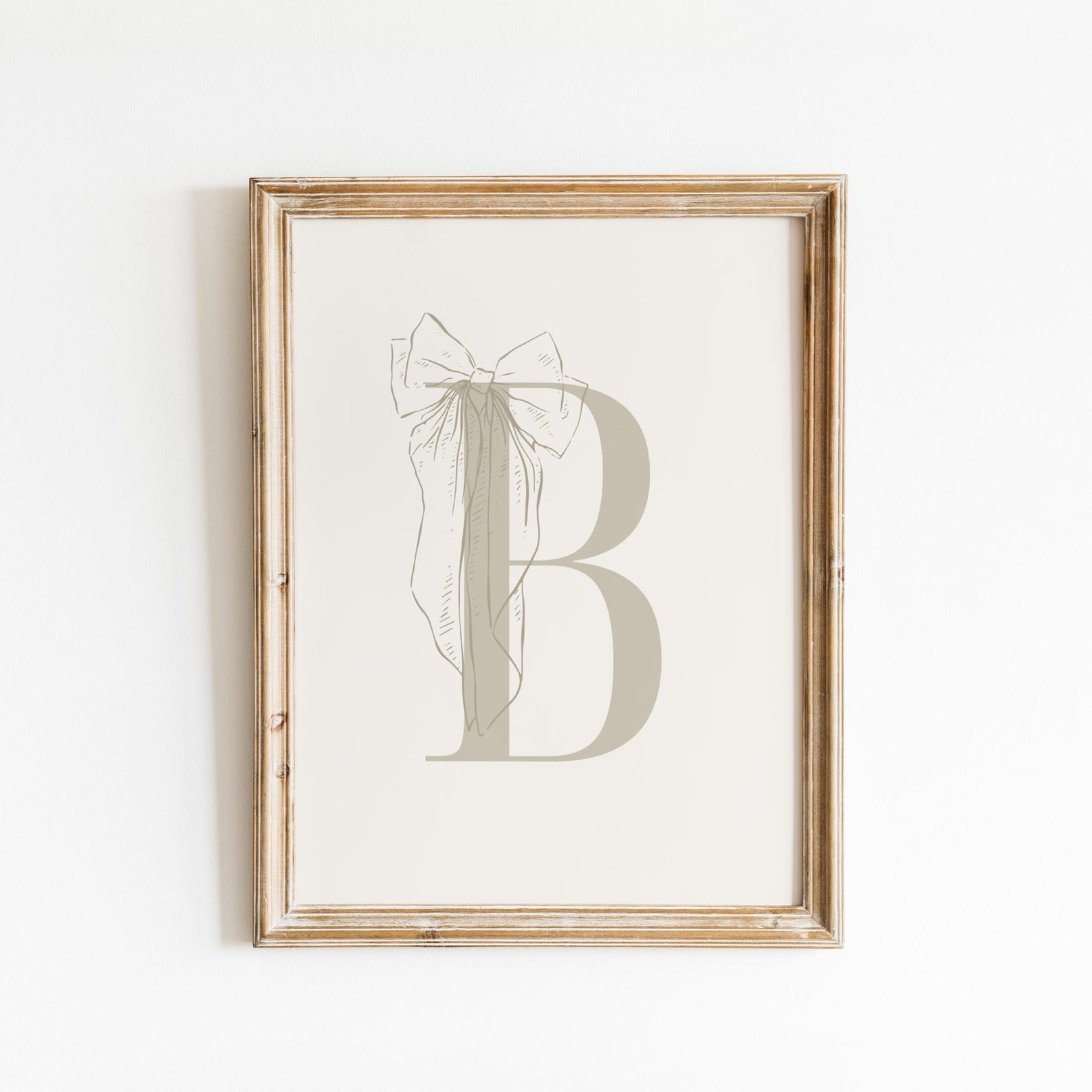 Custom Girl Initial Print, Pink Bow Nursery Art, Personalized Girl ...