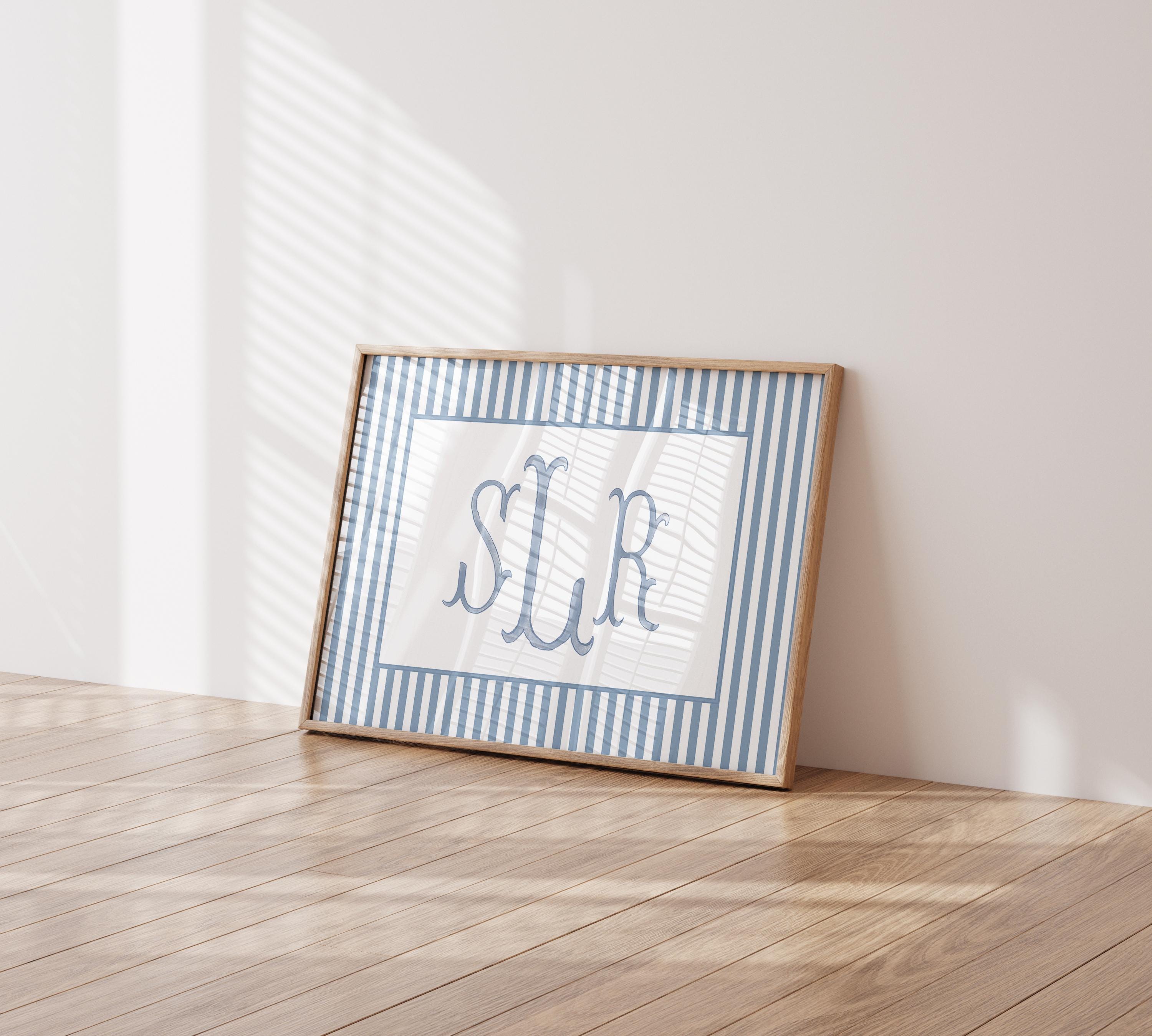 Watercolor Monogram Nursery Wall Art, Boy Nursery Wall Art Decor, Baby ...