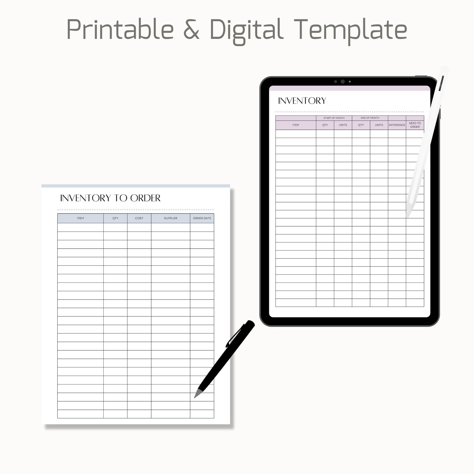 Printable Inventory Tracker, Inventory Log, Craft Business Supplies Log ...