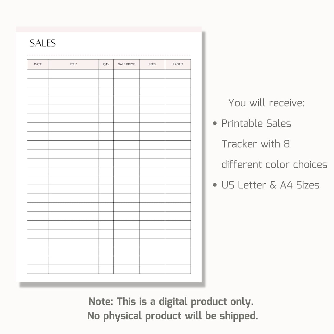 Printable Sales Tracker, Small Business Tracker, Order Tracker, Sales ...
