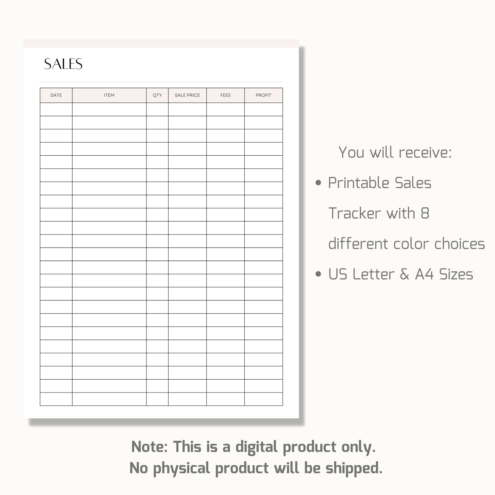 Printable Sales Tracker, Small Business Tracker, Order Tracker, Sales ...