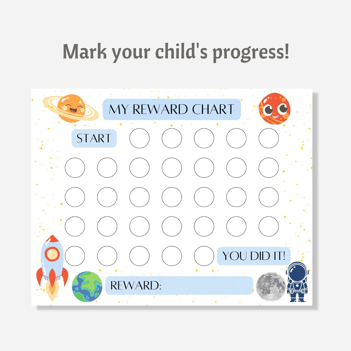 Space Reward Chart, Printable Sticker Chart, Space Chart, Chore Chart ...