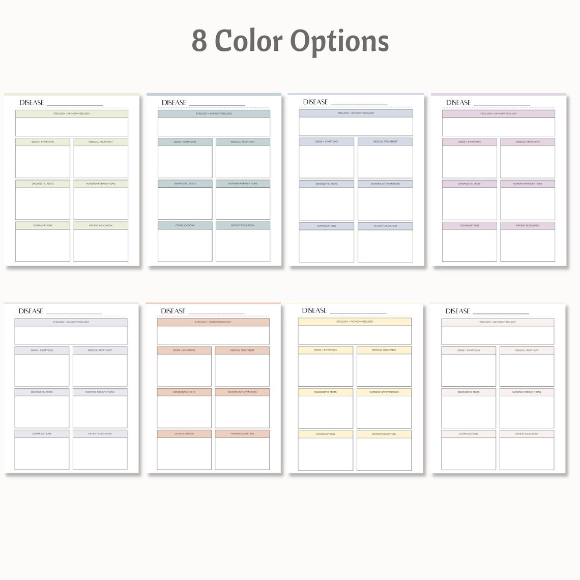 Printable Nursing Student Disease Template, Pathophysiology Nursing ...