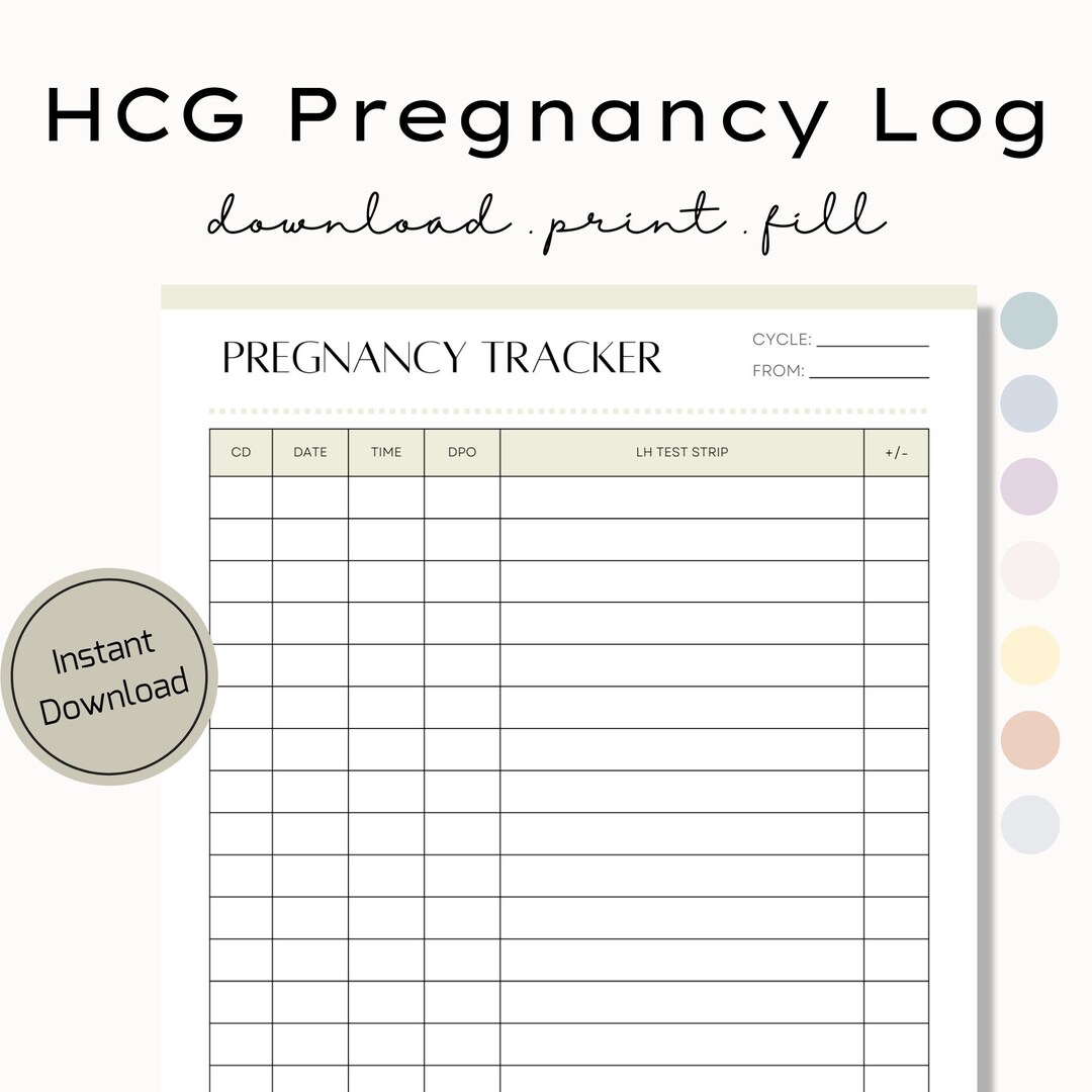 Printable Pregnancy Tracker HCG Pregnancy Log Pregnancy Line - Etsy