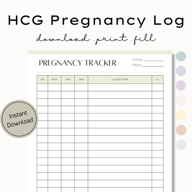 Printable Pregnancy Tracker HCG Pregnancy Log Pregnancy Line - Etsy