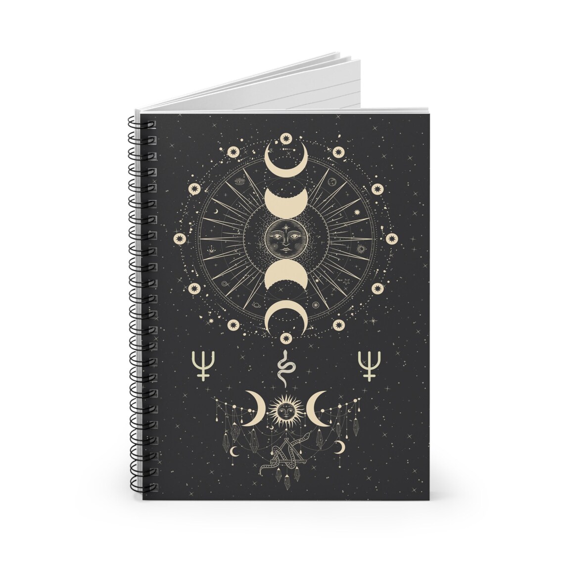 Celestial Moon Journal, Boho Notebook, Moon Phase Spiral Notebook, Moon ...