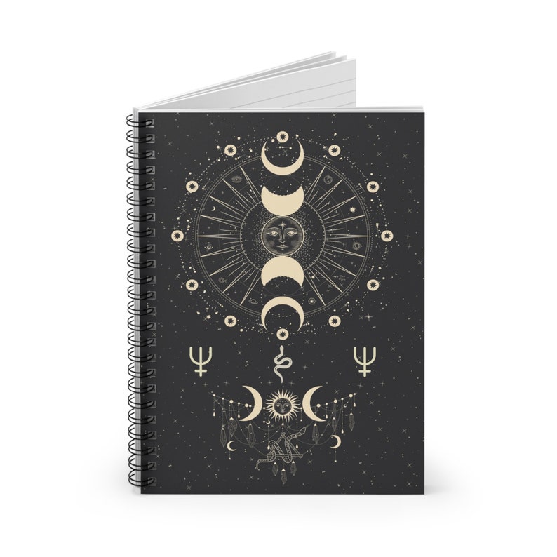 Celestial Moon Journal, Boho Notebook, Moon Phase Spiral Notebook, Moon ...
