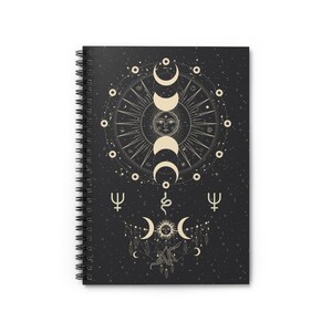 Celestial Moon Journal, Boho Notebook, Moon Phase Spiral Notebook, Moon Journal, Bohemian Spiral ...