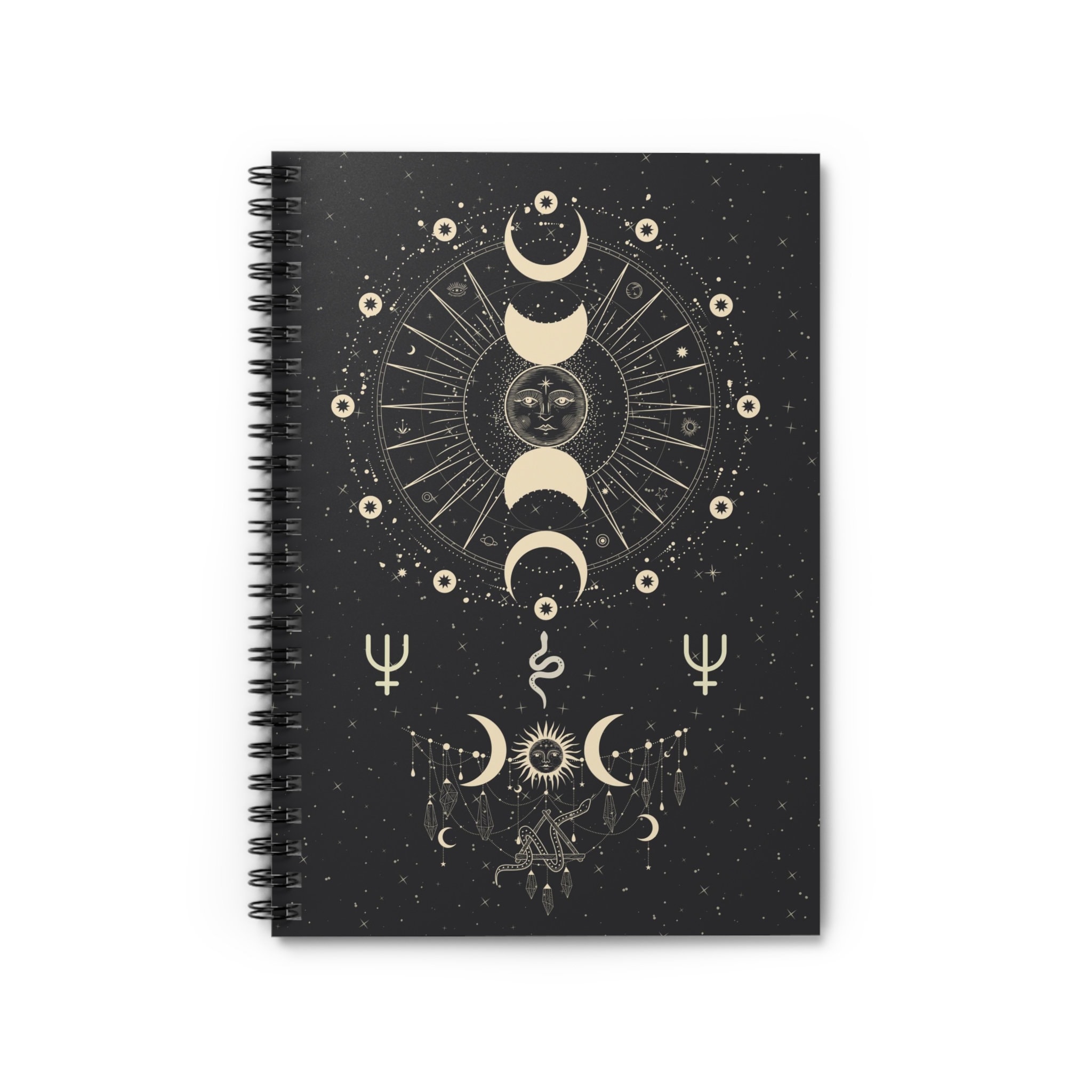 Celestial Moon Journal, Boho Notebook, Moon Phase Spiral Notebook, Moon ...