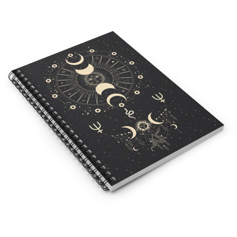 Celestial Moon Journal, Boho Notebook, Moon Phase Spiral Notebook, Moon ...