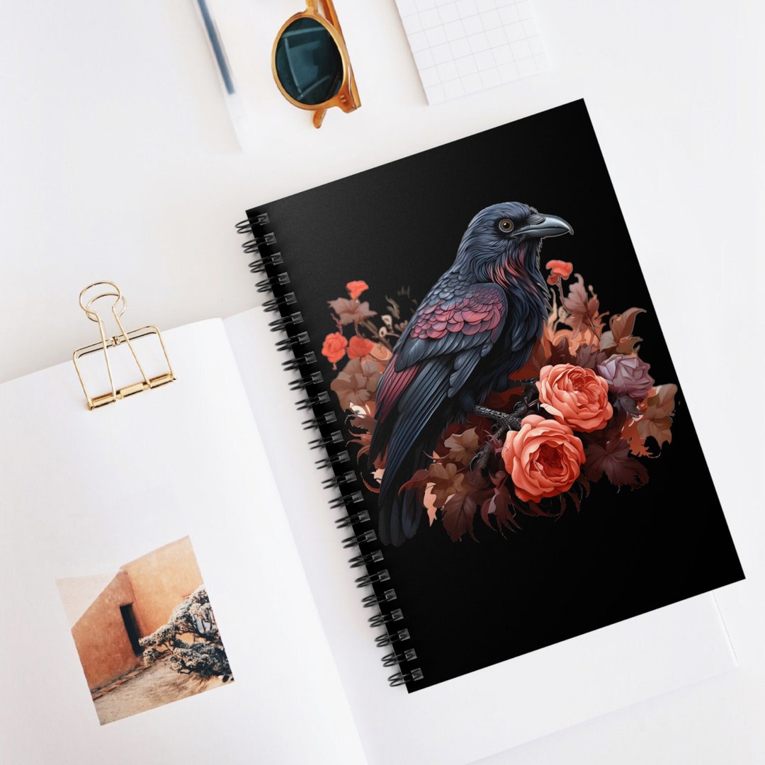 Raven, Gothic, Dark Academia, Goth Gifts, Spiral Notebook, Gothic ...