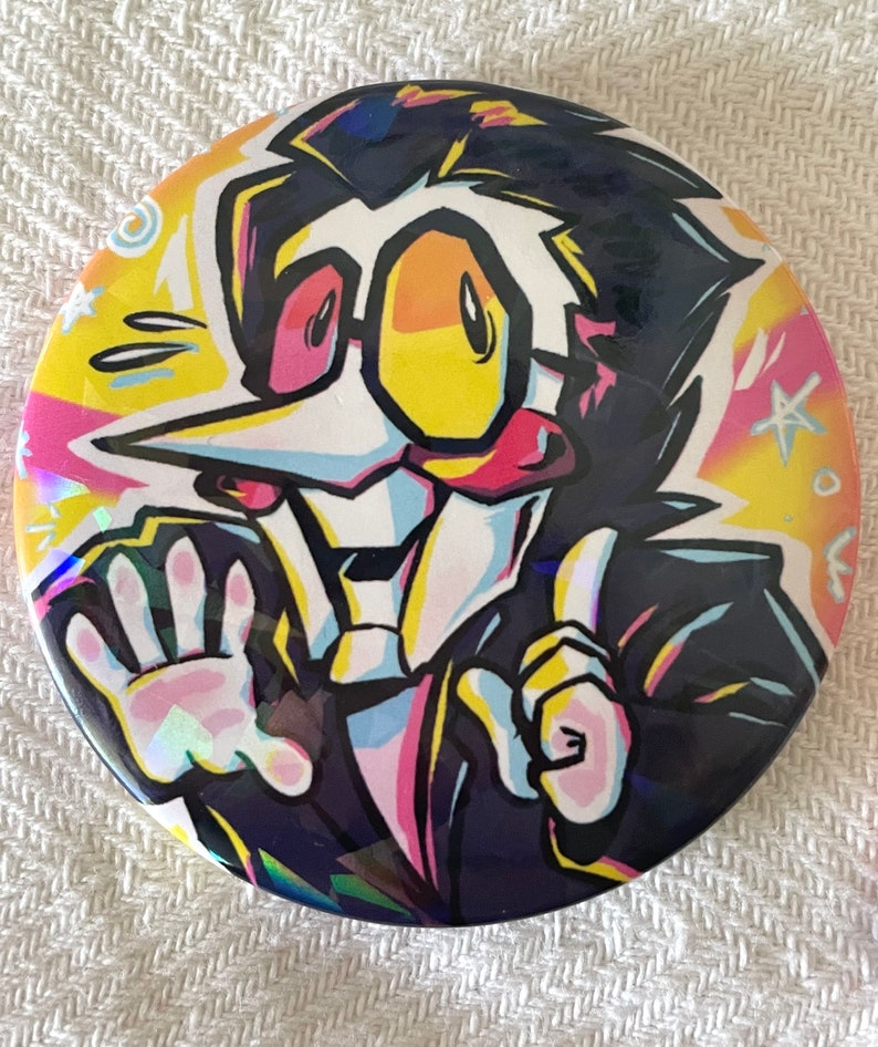 DELTARUNE Spamton Holographic Button Pins - Etsy