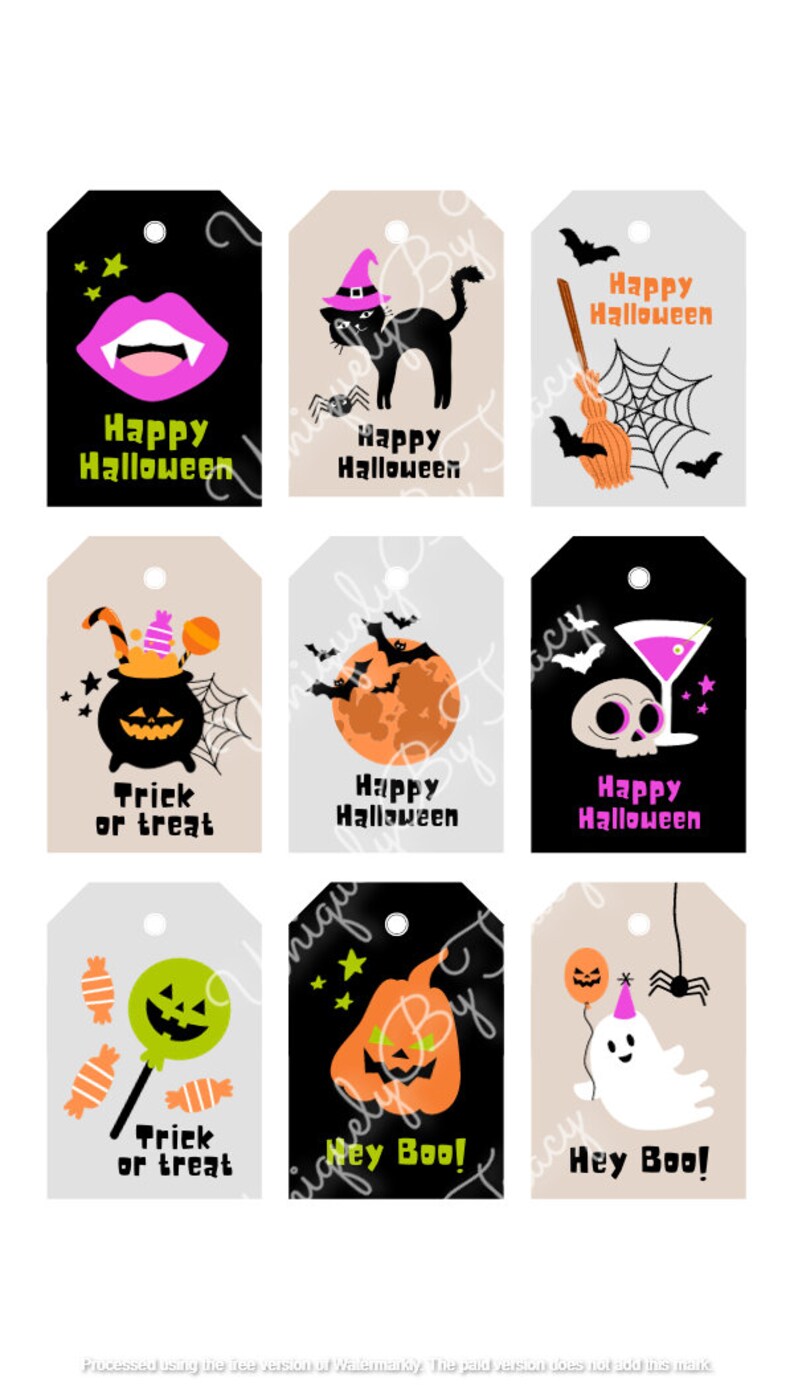 Printable Halloween Gift Tags Party Favor Hey Boo Happy Halloween - Etsy