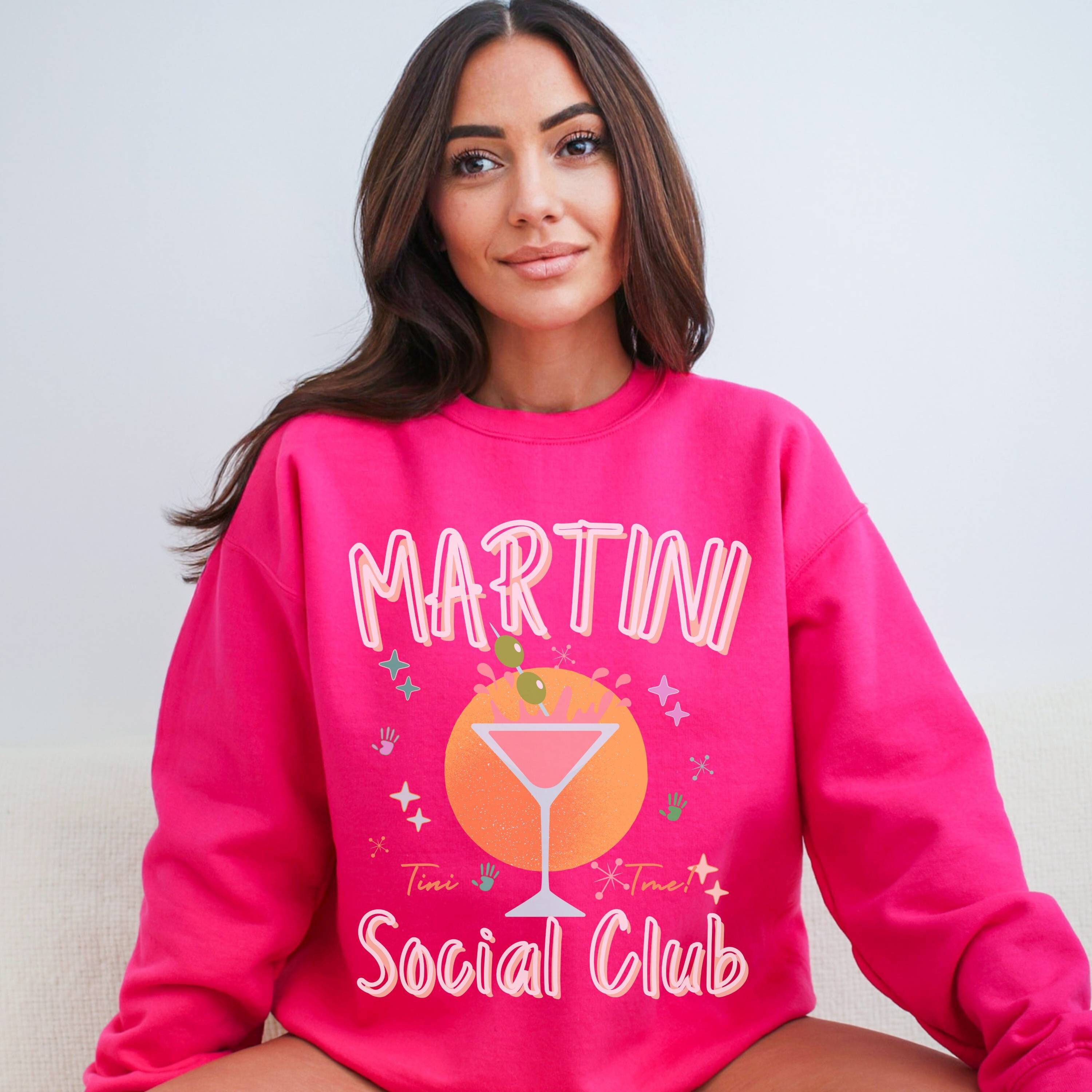 Retro Martini Social Cocktail Club Sweatshirt, Vintage Style Funny ...