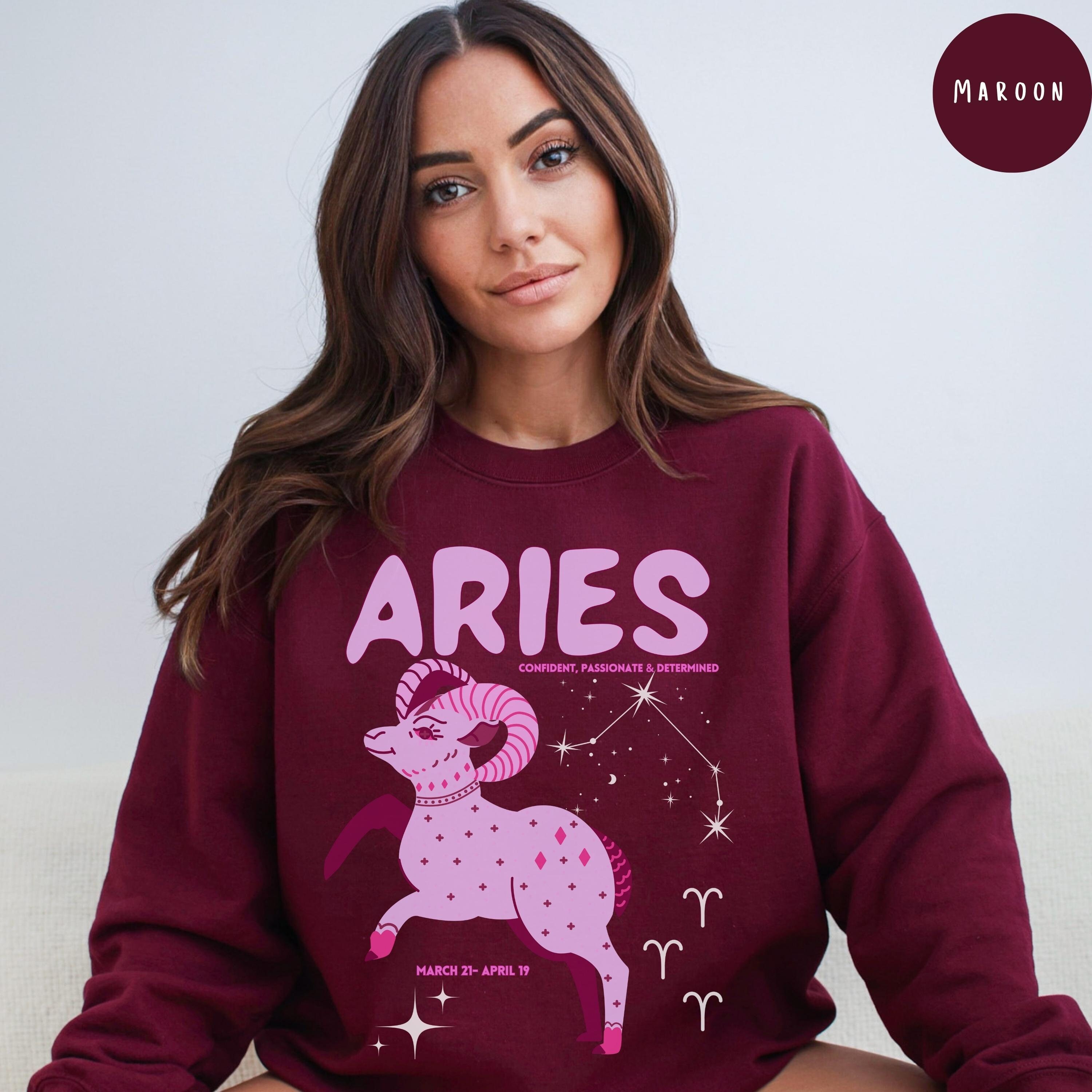 Aries Zodiac Birth Sign Sweatshirt, Astrology Fan Hot Pink Sweater ...