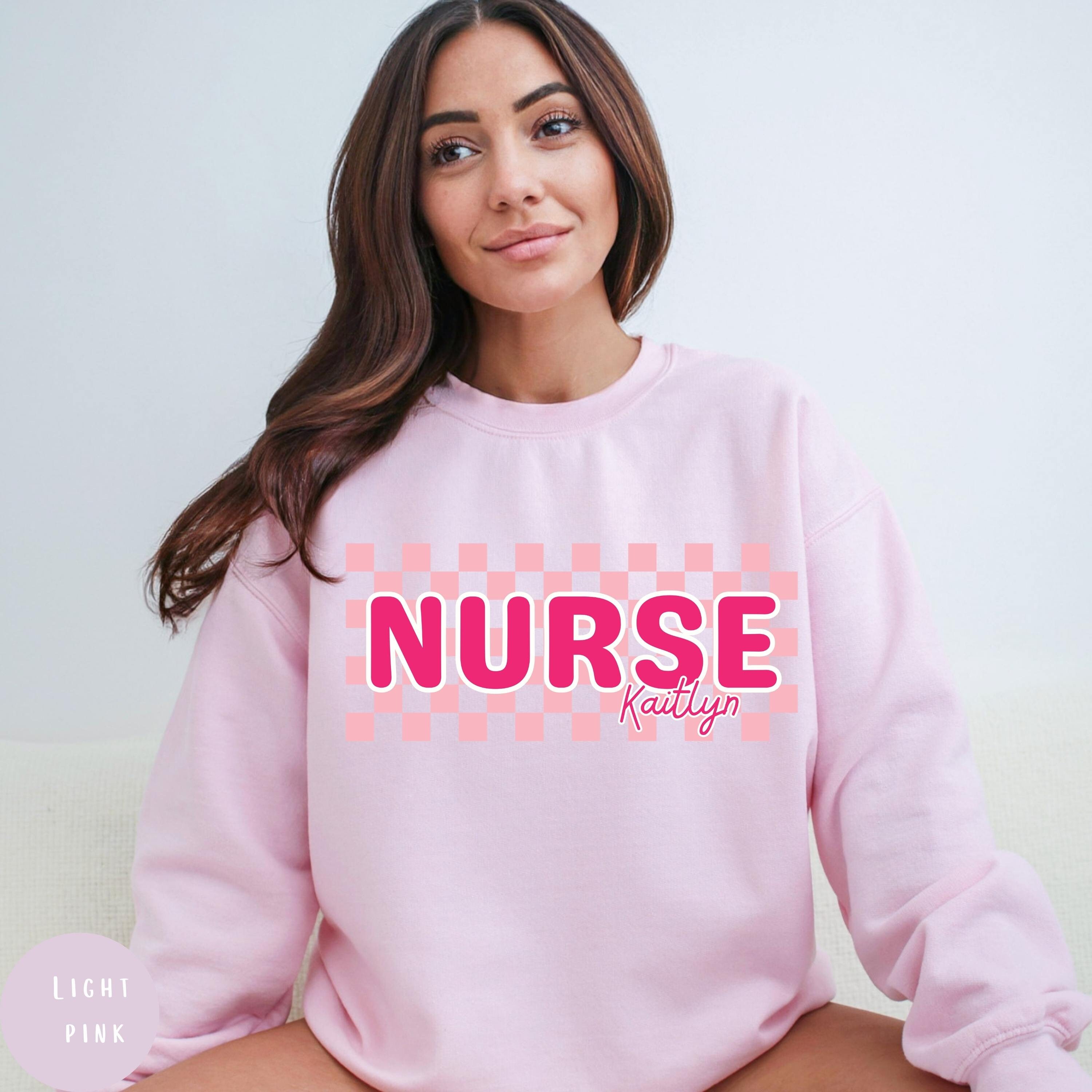 Personalized Nurse Hot Pink Sweatshirt, Custom Nursing School Grad ...