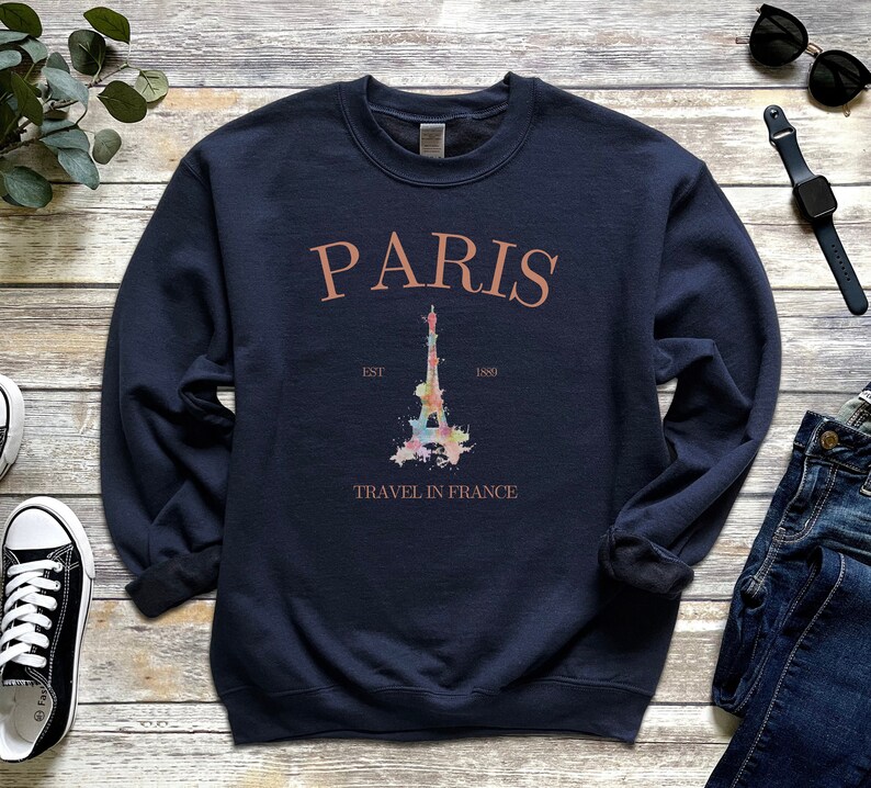 Sudadera con la Torre Eiffel en color agua de París, Francia, suéter ...