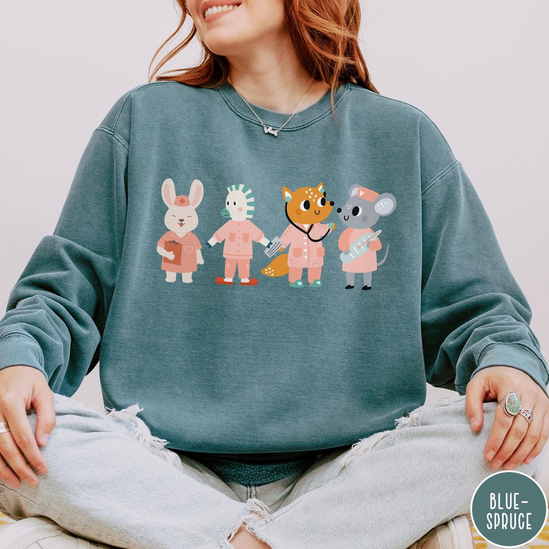 Pediatric Nurse Sweatshirt: Cute Animal Peds, NICU, PICU - Etsy