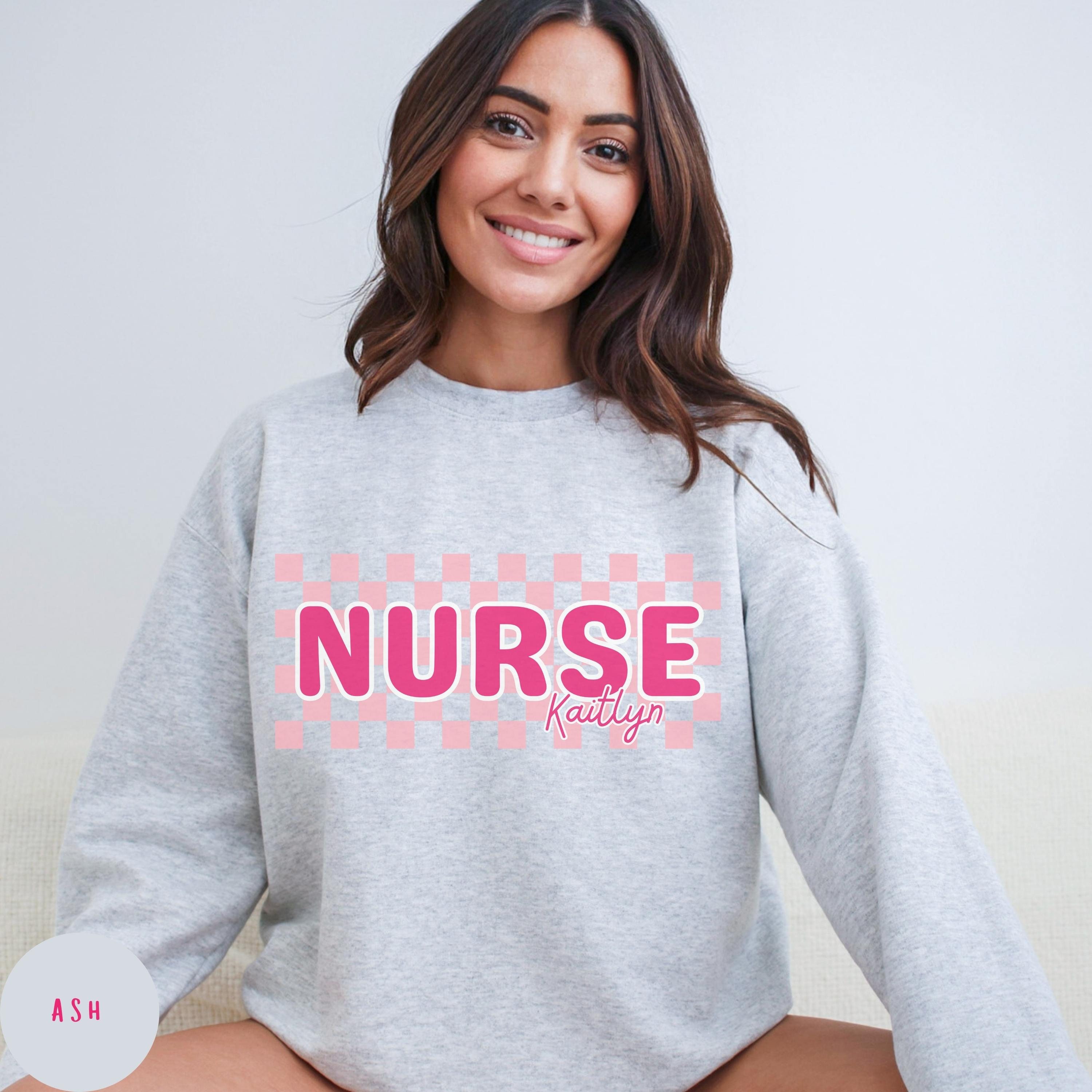 Personalized Nurse Hot Pink Sweatshirt, Custom Nursing School Grad ...
