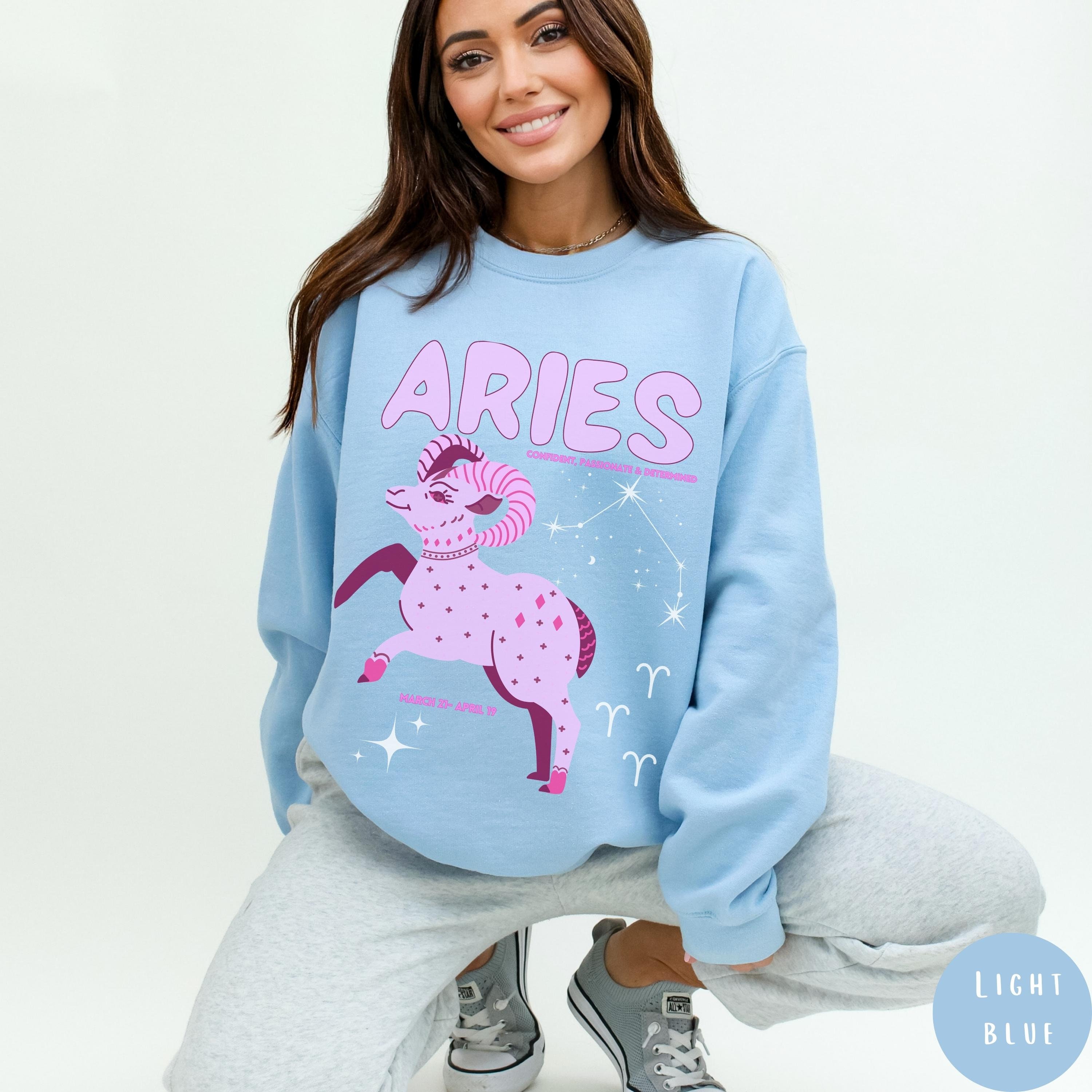 Aries Zodiac Birth Sign Sweatshirt, Astrology Fan Hot Pink Sweater ...