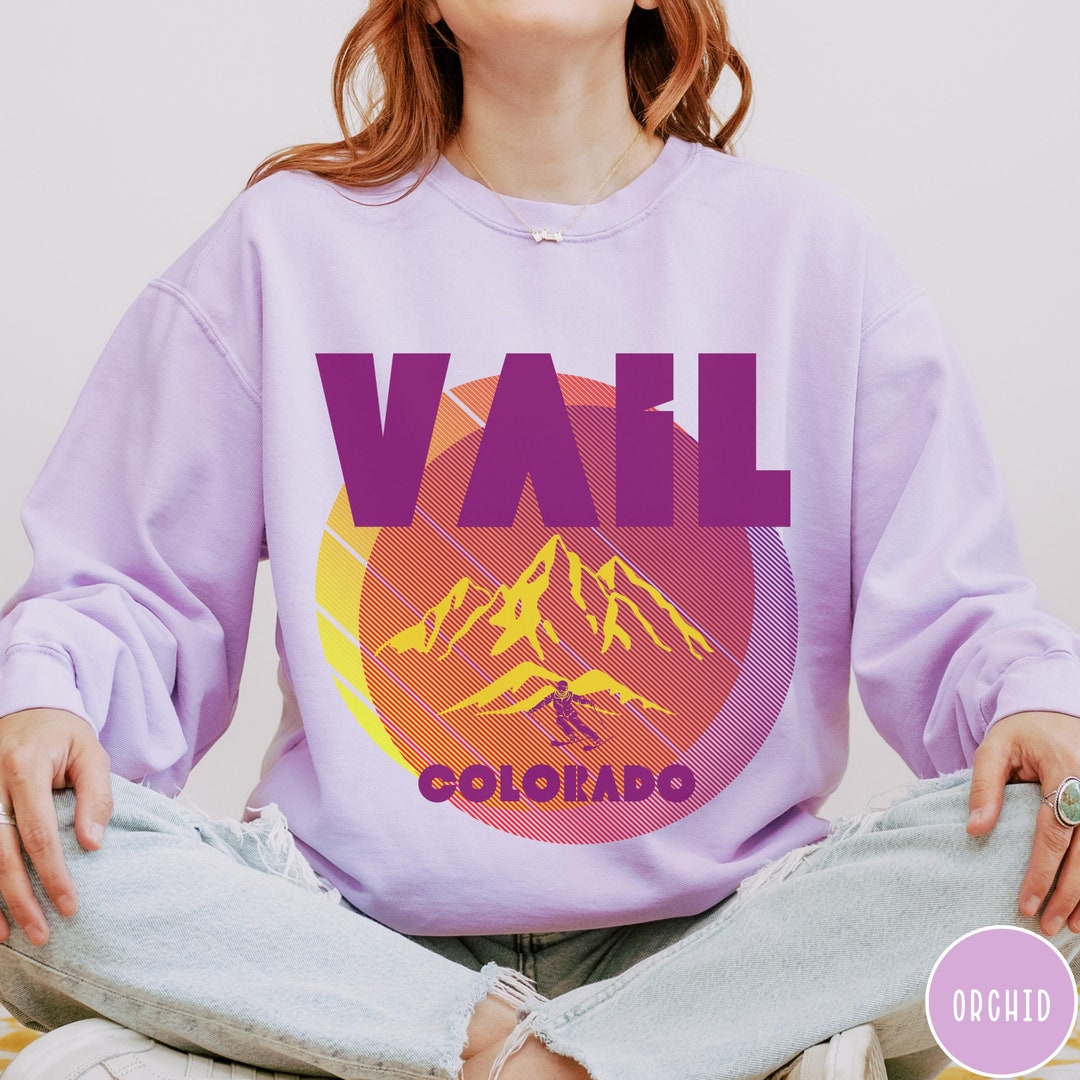 Retro Vail Colorado Ski Comfort Colors Sweatshirt, Skiing Lover Sweater ...