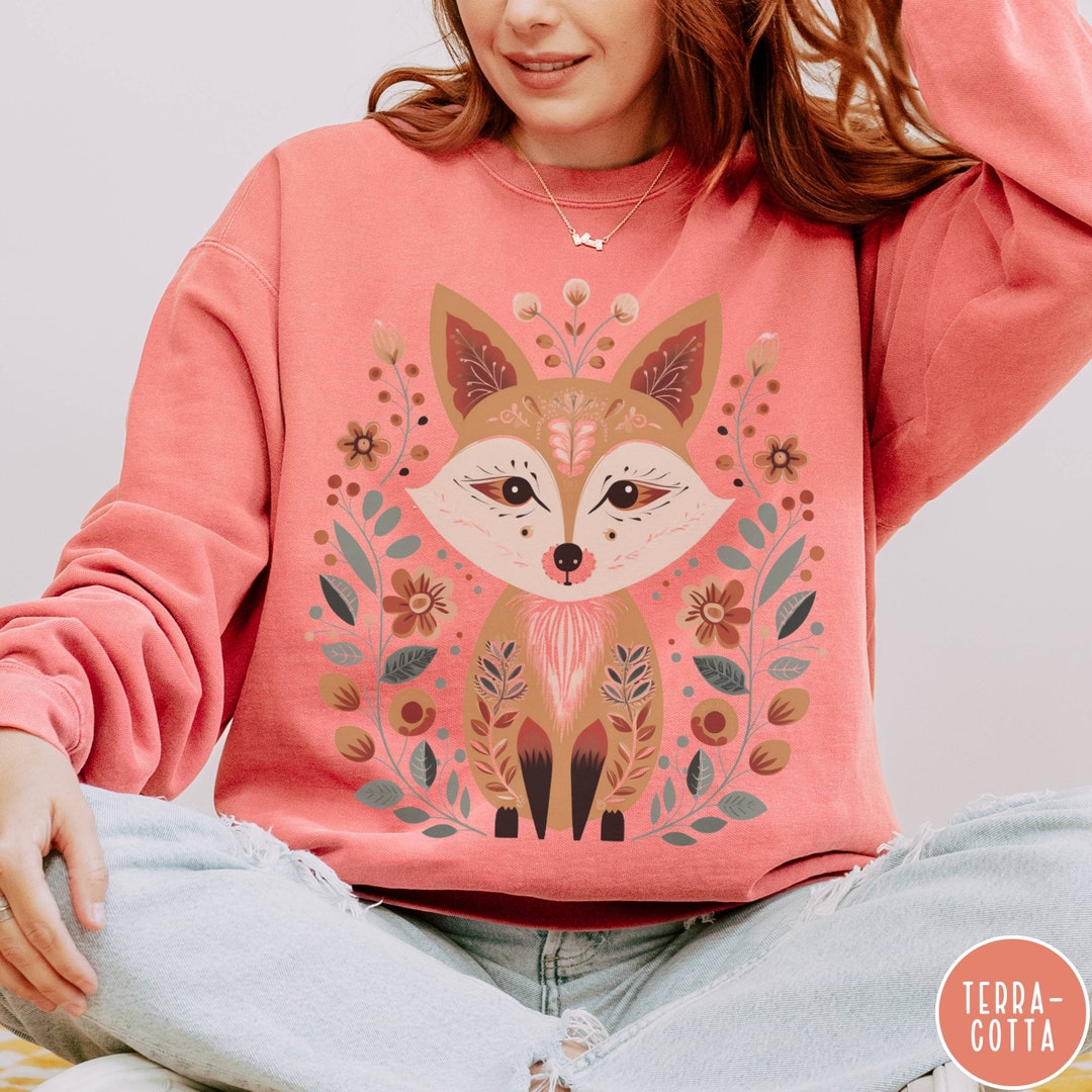 Scandinavian Fox Comfort Colors Sweatshirt, Norwegian Folk Art Sweater ...