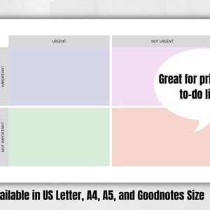 Eisenhower Matrix Printable, Plan Your to Do List, Organize Your Tasks ...