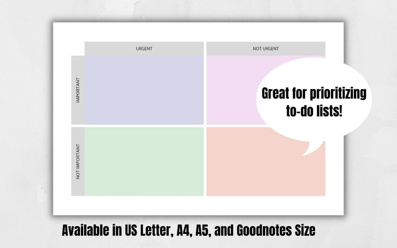Eisenhower Matrix Printable, Plan Your to Do List, Organize Your Tasks ...