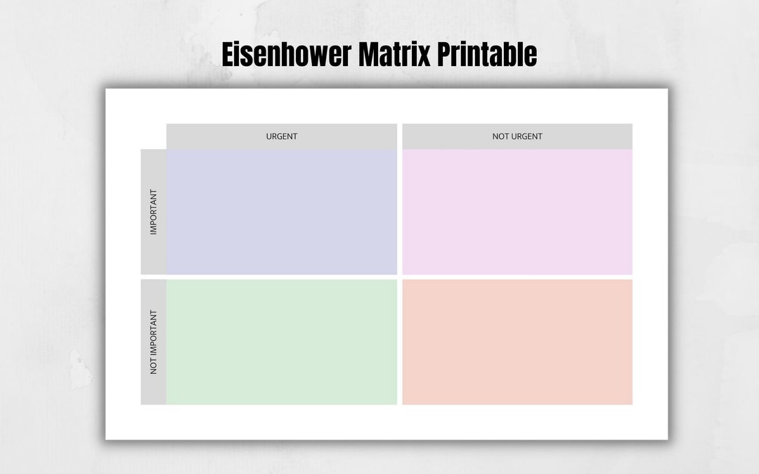Eisenhower Matrix Printable, Plan Your to Do List, Organize Your Tasks ...