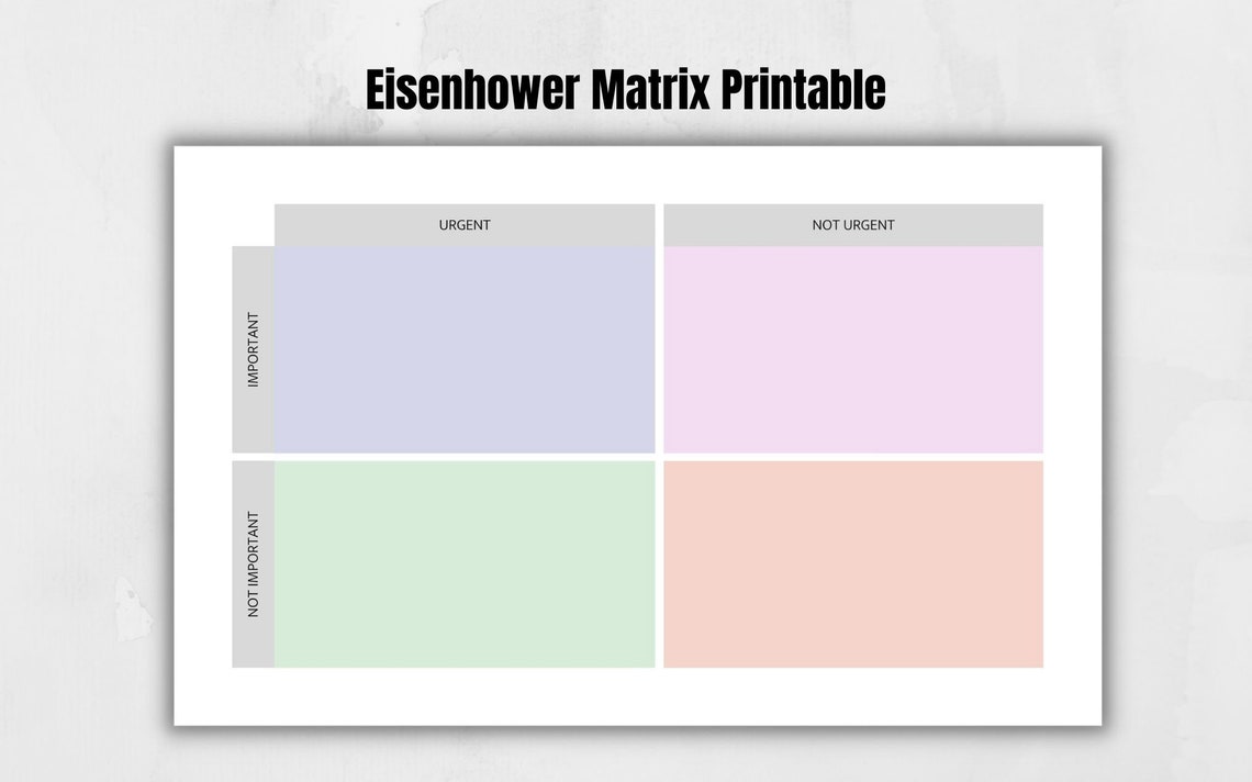 Eisenhower Matrix Printable, Plan Your to Do List, Organize Your Tasks ...