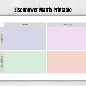 Eisenhower Matrix Printable, Plan Your to Do List, Organize Your Tasks ...