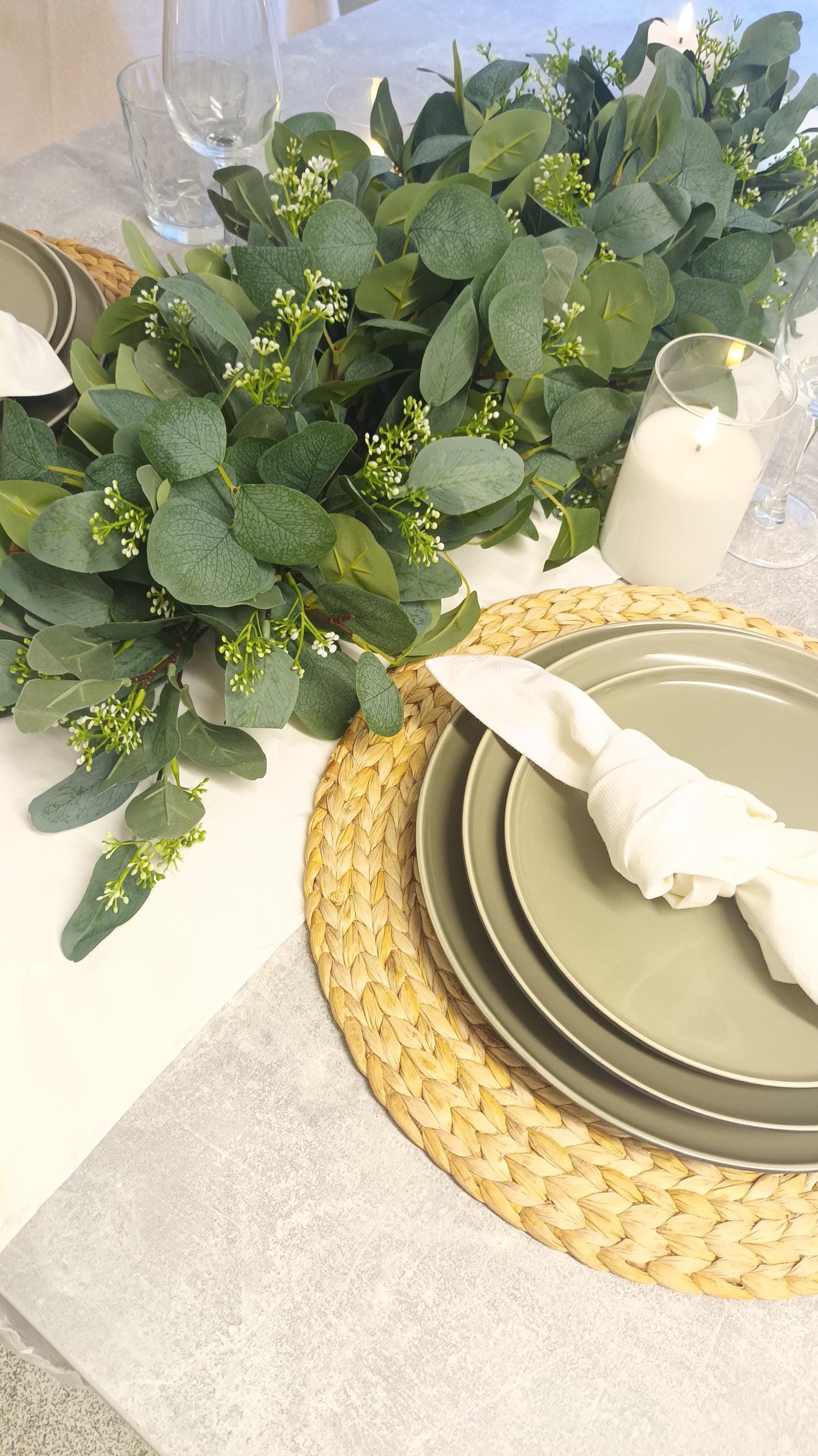 Eucalyptus Table Garland Faux Wedding Greenery Leaf Artificial Greenery ...