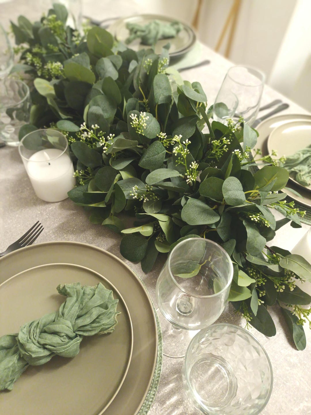 Eucalyptus Table Garland Faux Wedding Greenery Leaf Artificial Greenery ...