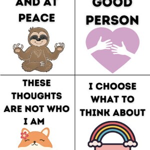 Positive Affirmation Coping Skill Cards for Kids - Intrusive Thoughts ...