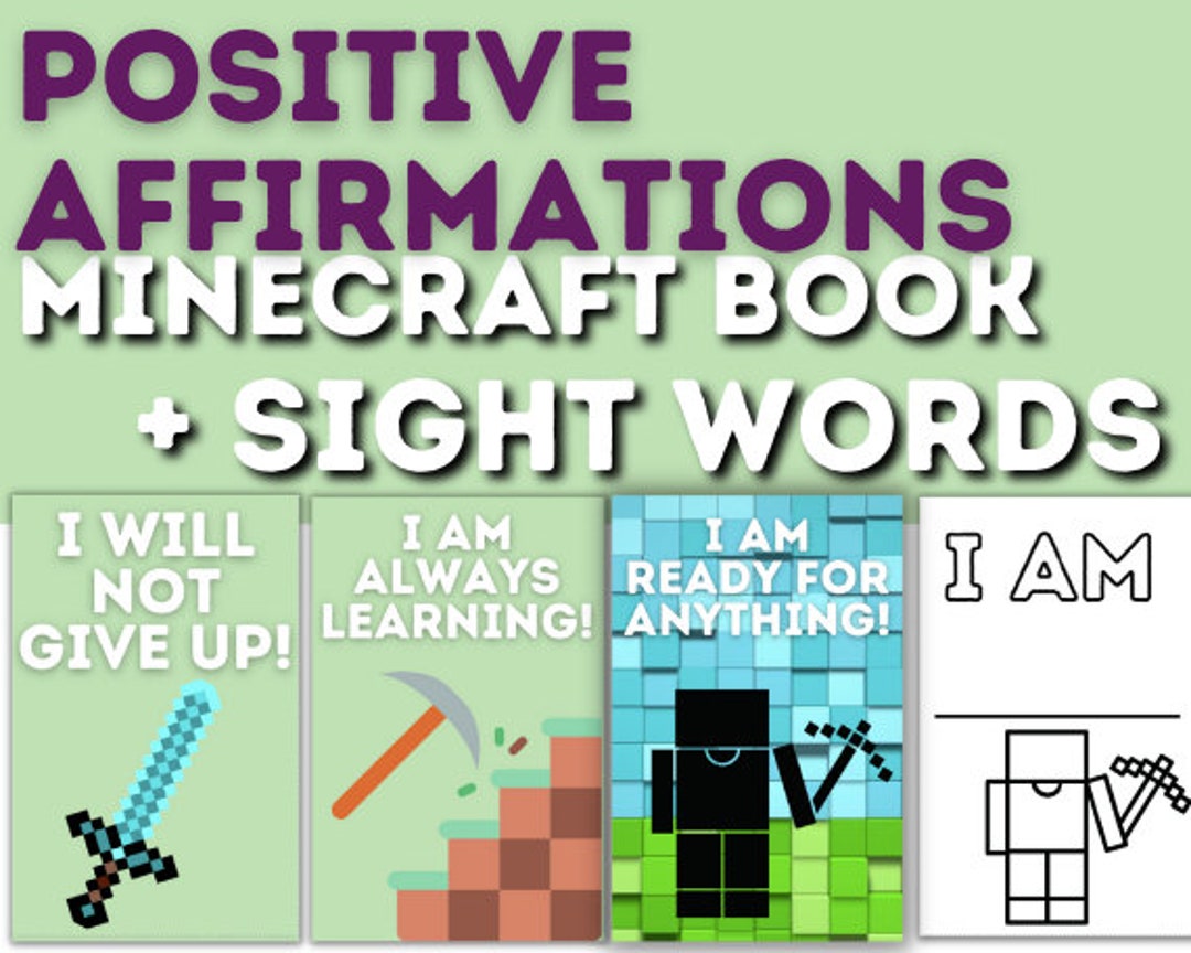 Primary K-3 Minecraft Positive Affirmation/self Talk Book - Sight Words ...