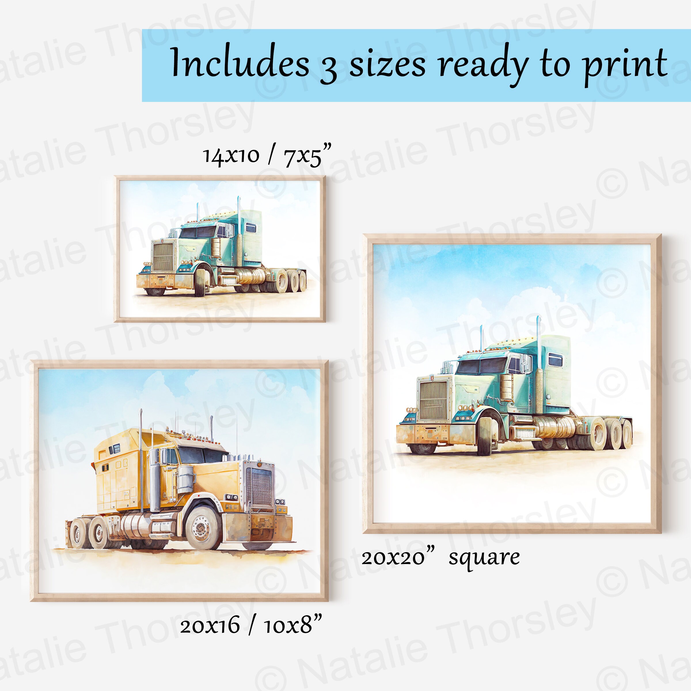2 Semi Trucks Big Rig 18 Wheeler Digital Paintings as a - Etsy