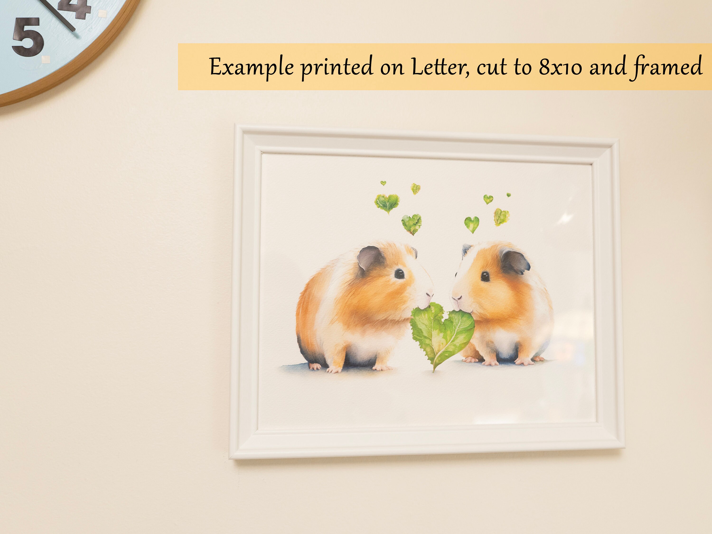 Guinea Pig Love Eating Lettuce, Watercolor Style Art Painting ...