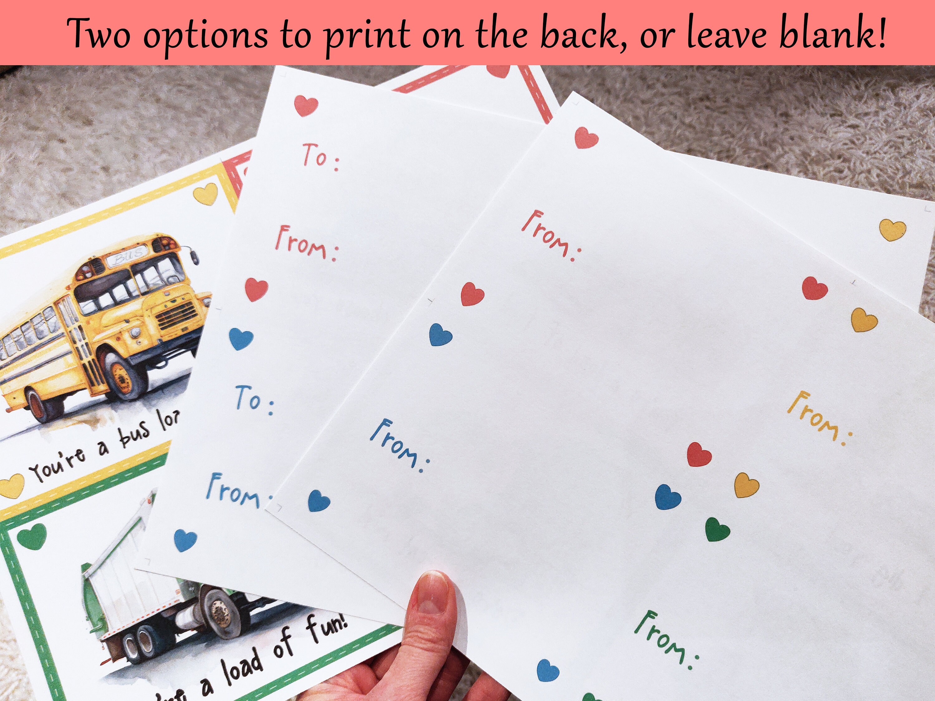 Truck and Train Valentine's Day Cards, Printable Vehicle Kids Postcards ...
