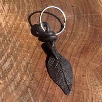 Hand Forged Leaf Keyring / Key Fob / Blacksmith Leaf - Etsy UK