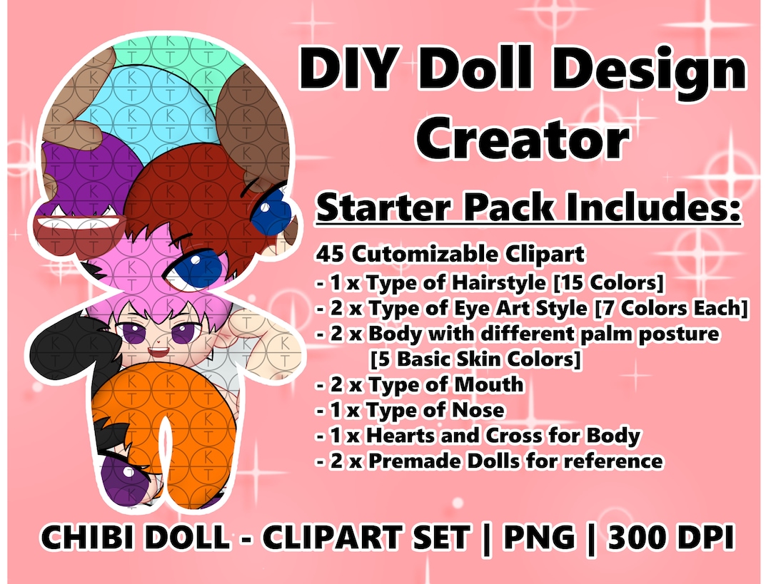 DIY Doll Design Art Creator - Chibi Doll Base | Clipart | Transparent ...