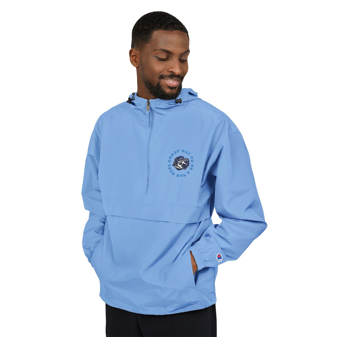 UNC Chapel Hill Embroidered Packable Anorak Windbreaker | Carolina Blue ...