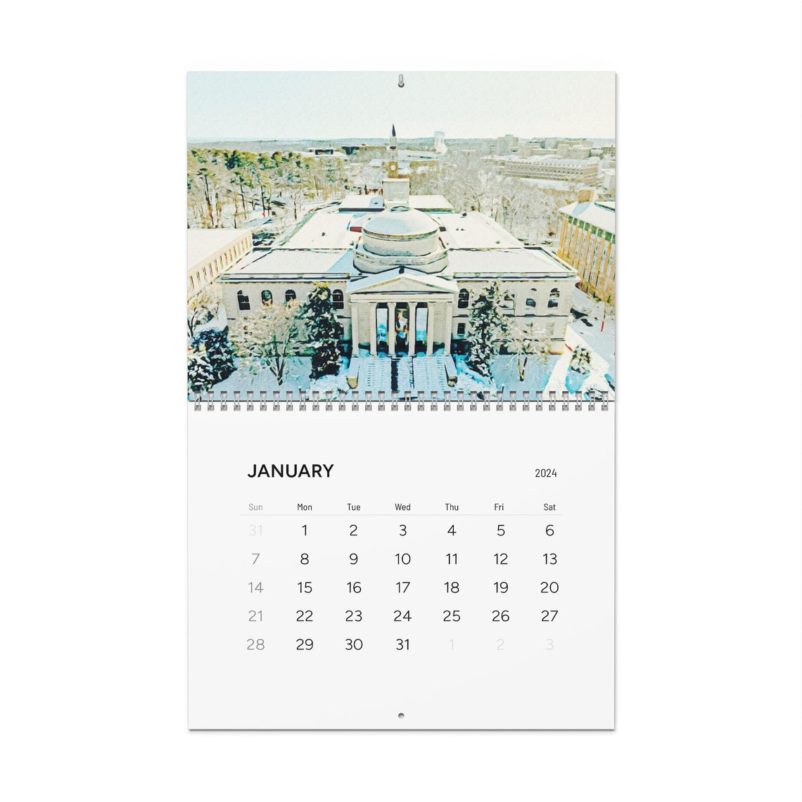 UNC Chapel Hill | Bell Tower Watercolor Landscape | Great Day to Be a Tar Heel | Wall Calendars ...