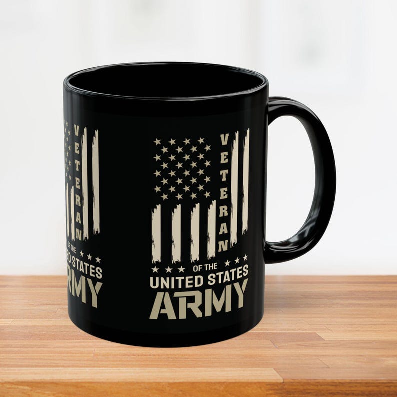 Army Veteran Black Mug - US Army Coffee Cup, Military Gift, Patriotic ...