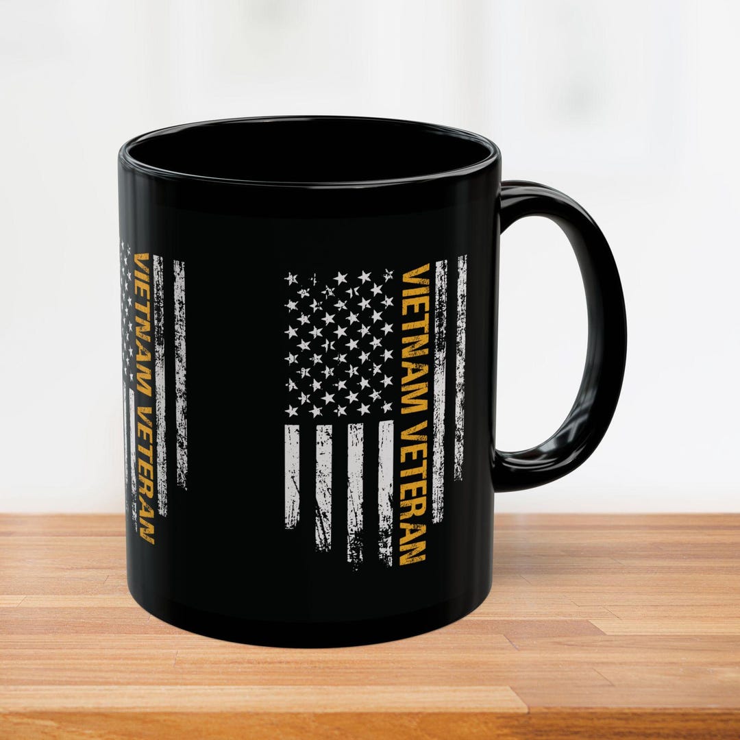 Vietnam Veteran Mug - Black Ceramic Coffee Cup, 11oz 15oz, Patriotic ...