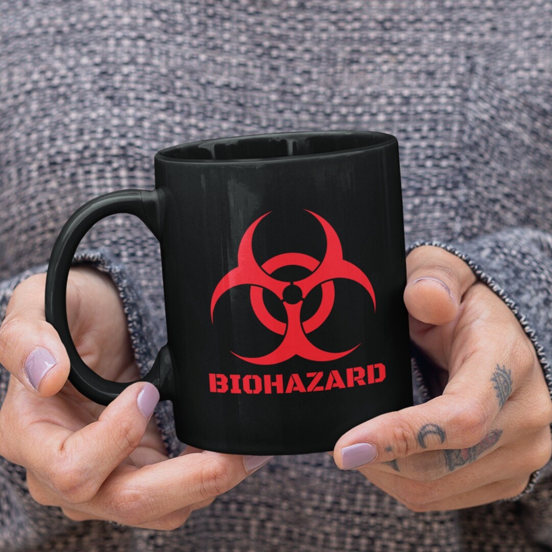 Biohazard Mug Drink at Your Own Risk Coffee Cup, Hazardous Waste Symbol ...