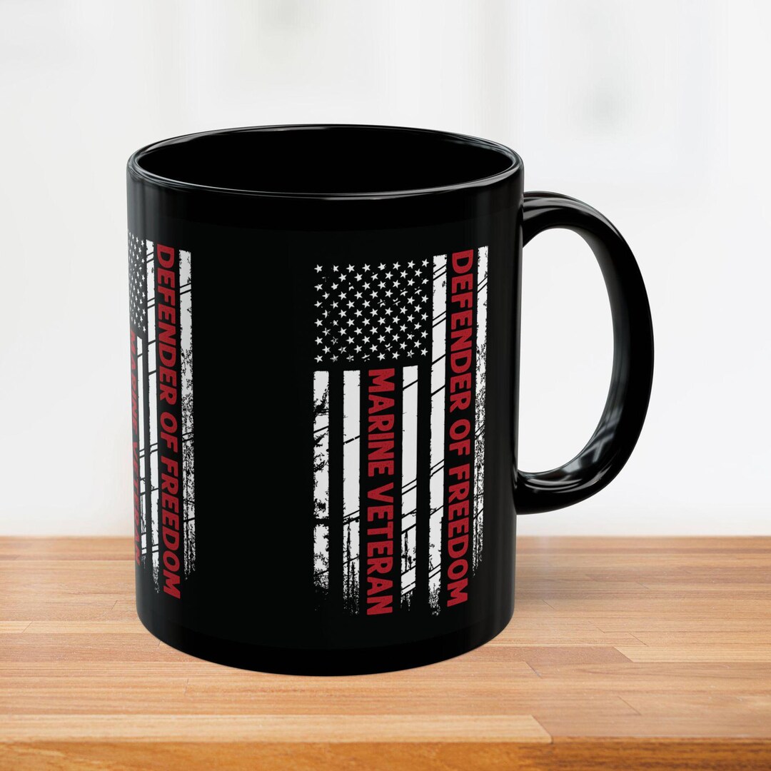 Marine Veteran Mug - Patriotic Military Gift, U.S. American Flag Design ...